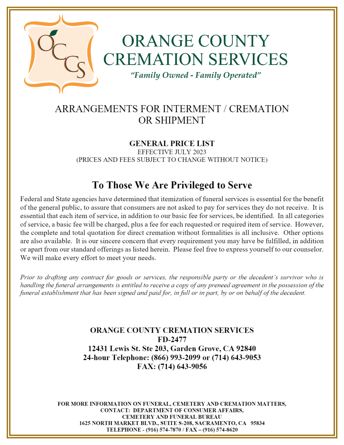 Forms – Orange County Cremation Services